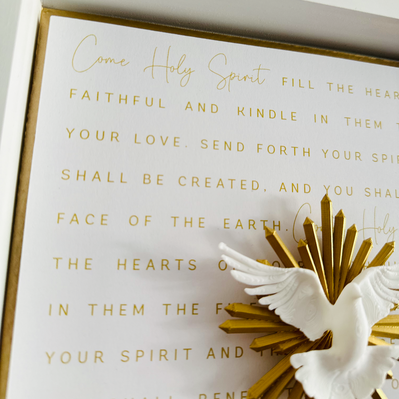 Come Holy Spirit Prayer with Radiant Dove Framed Artwork – Be Still ...