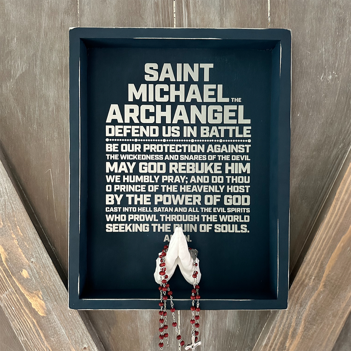 St. Michael the Archangel Prayer with Rosary Holder Framed Artwork – Be ...