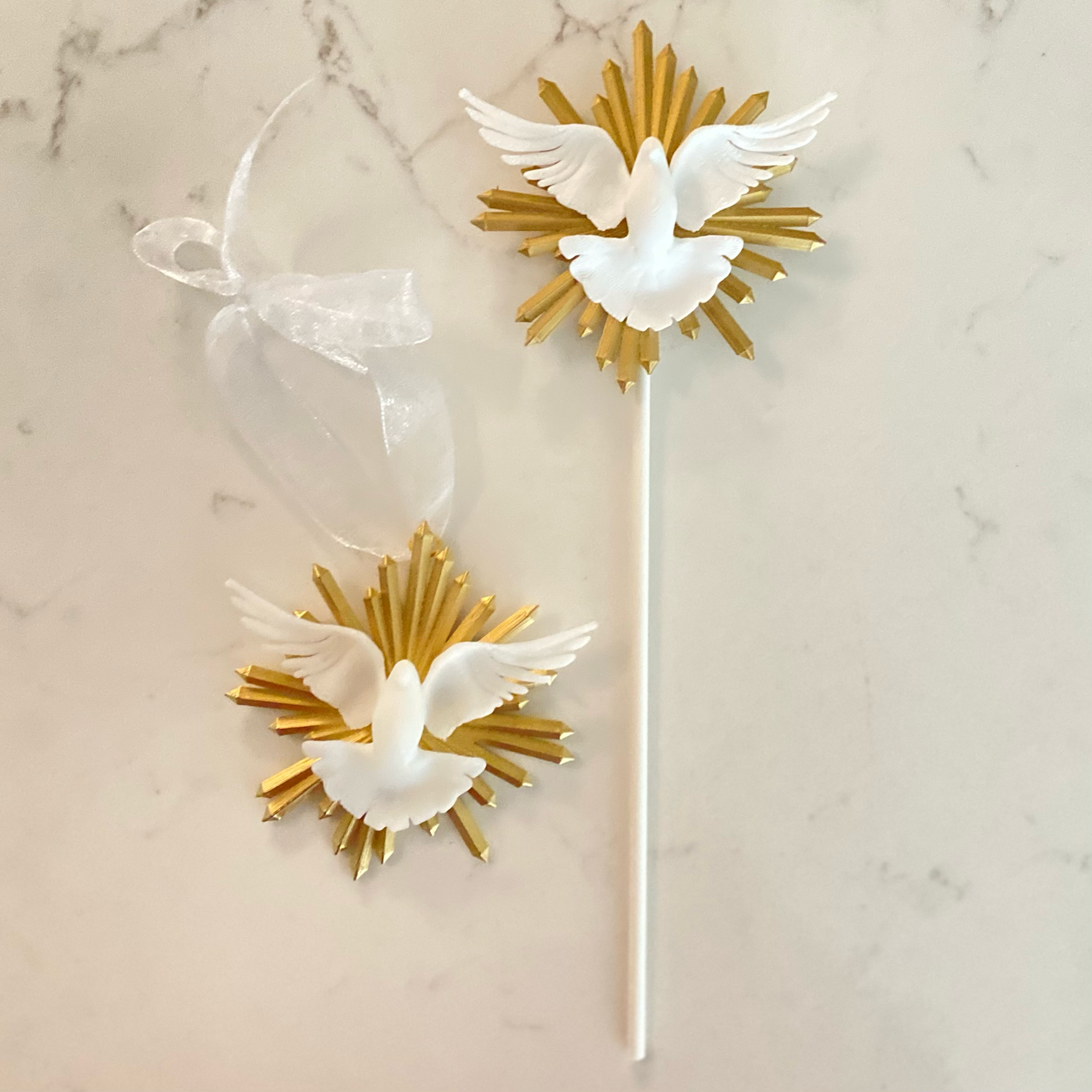 Holy Spirit Dove Cake Topper / Floral Ornament – Be Still Prayer Space