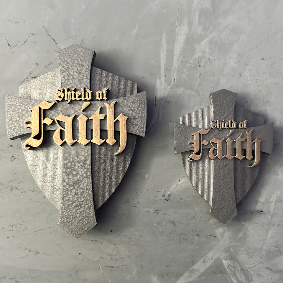 Shield of Faith with Verse Rosary Wall Holder – Be Still Prayer Space